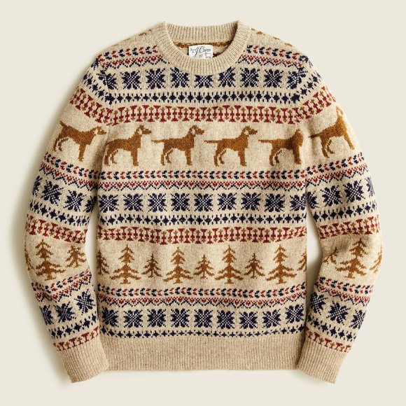 J. Crew | Sweaters | Nwt J Crew 0 Wool Fair Isle Labrador Dog Print ...